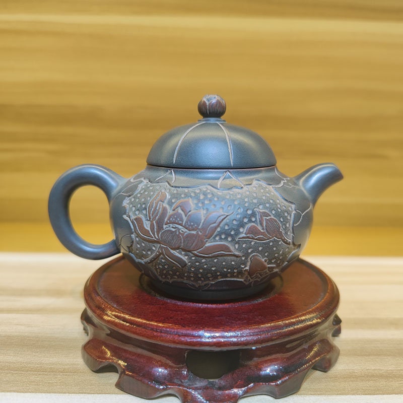 Hand Made Nixing Pottery Teapots with Lotus Carved from Qinzhou of Chi – Handmade Nixing Pottery ...